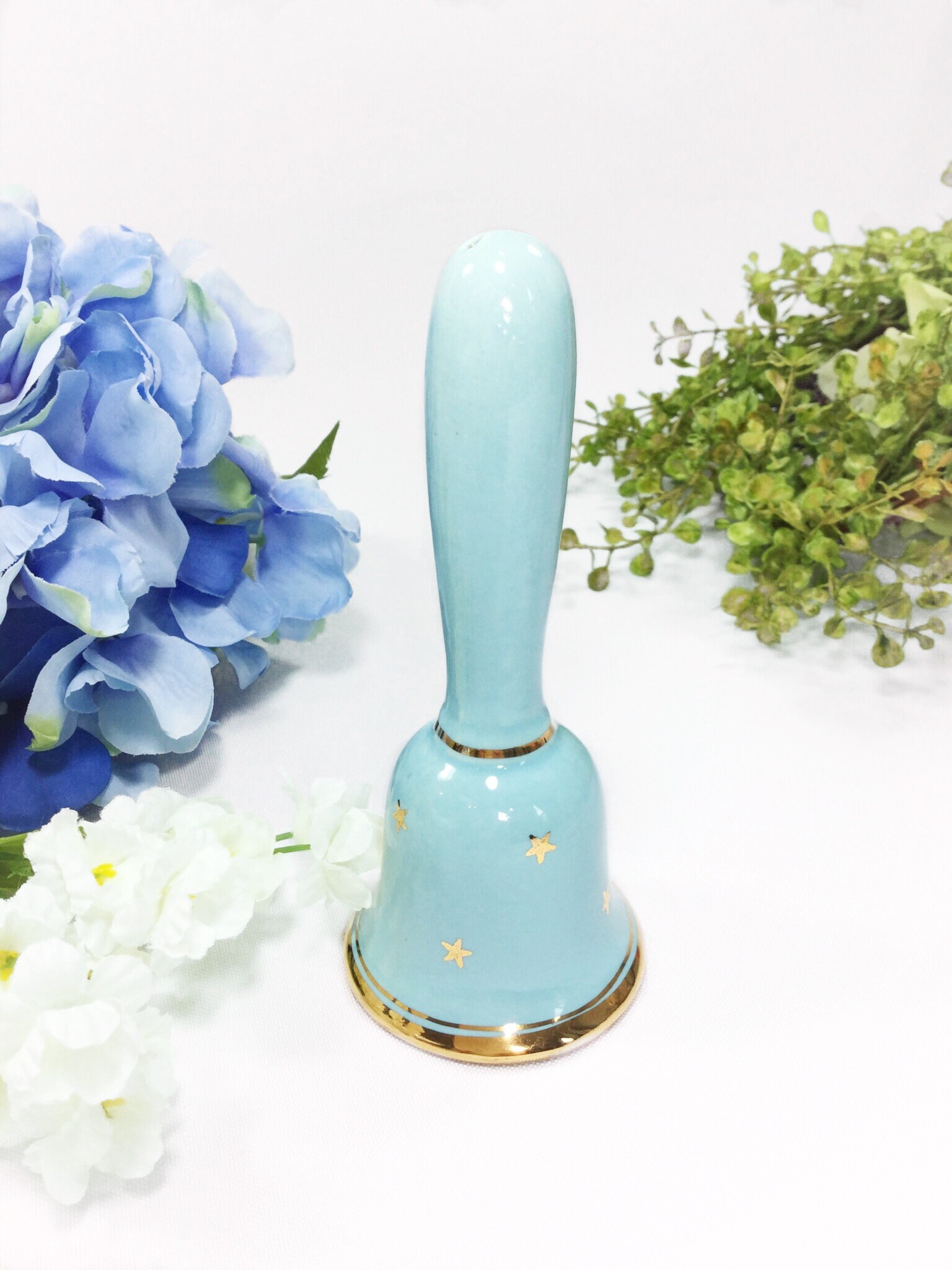Stunning Vintage Blue Bell, Gold Star Dinner Bell, Table Bell ...