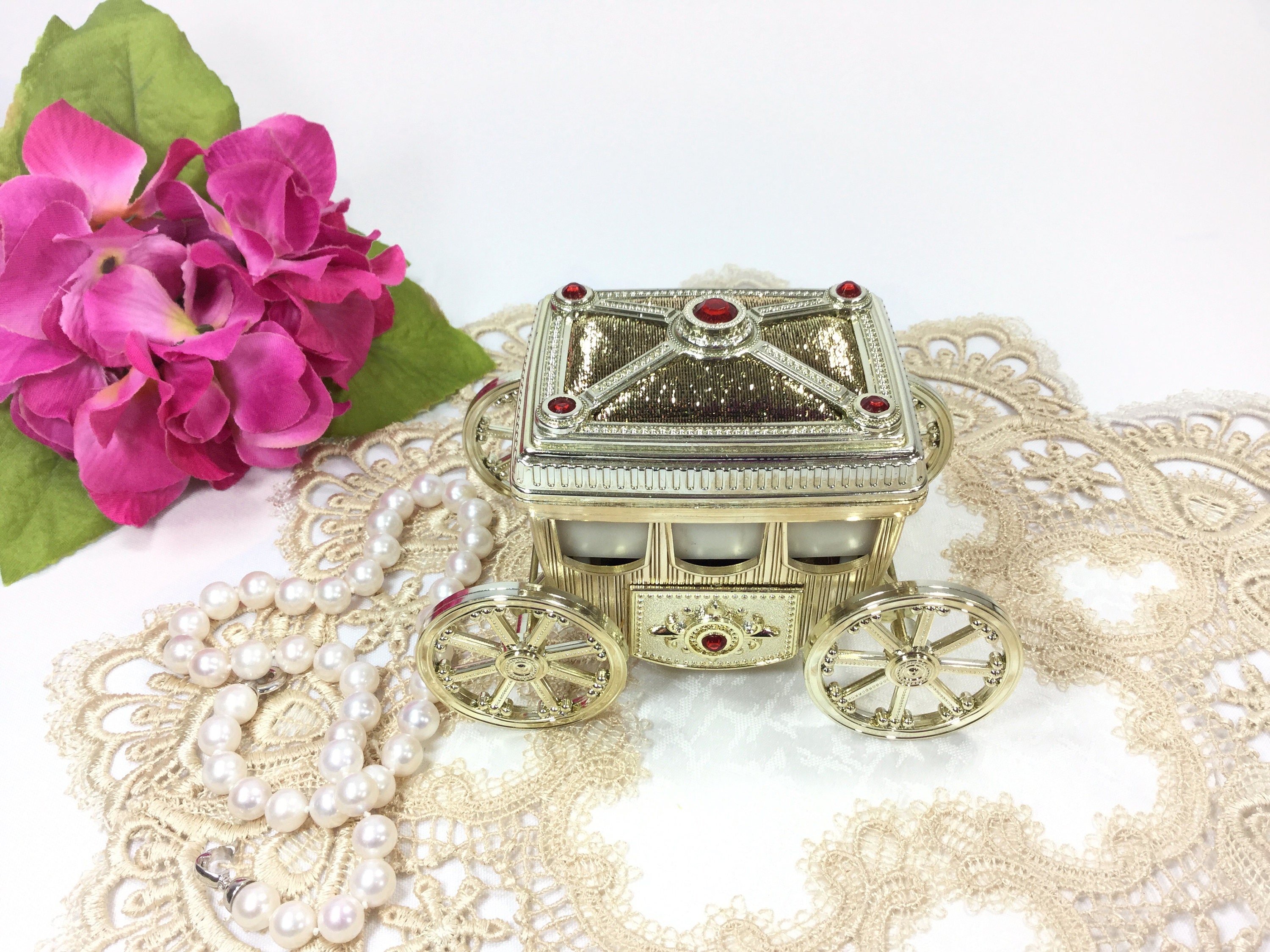 Fairytale Princess Carriage Musical Trinket Box, Jewled Carriage ...