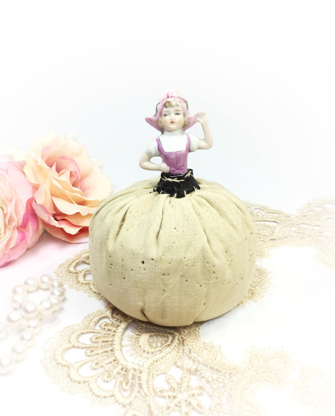 Vintage Lady Pincushion, Sewing Room Decor, Hatpin Display #B279 - Etsy