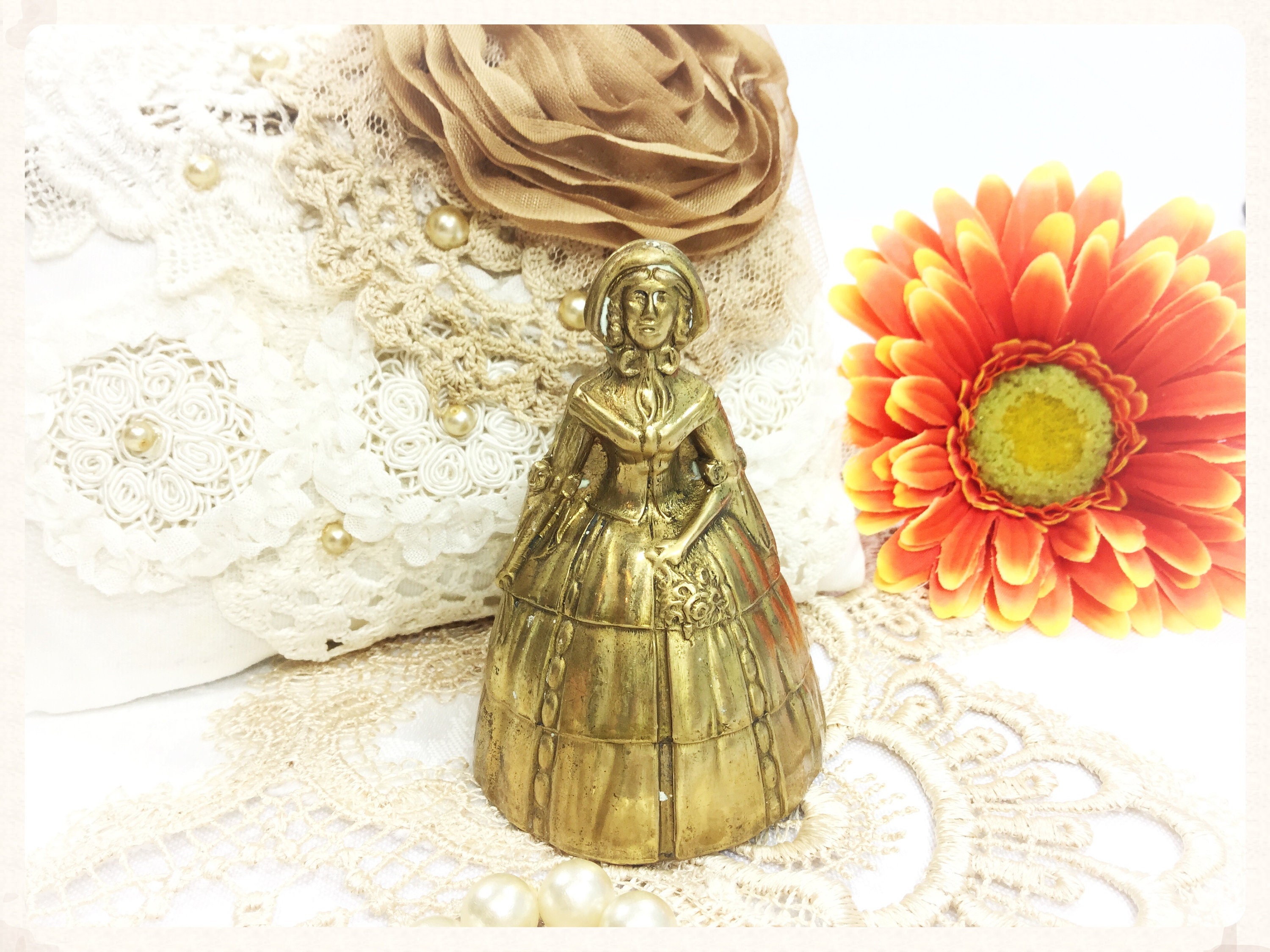 Brass Victorian Lady Southern Belle Brass Bell, Crinoline Bell ...