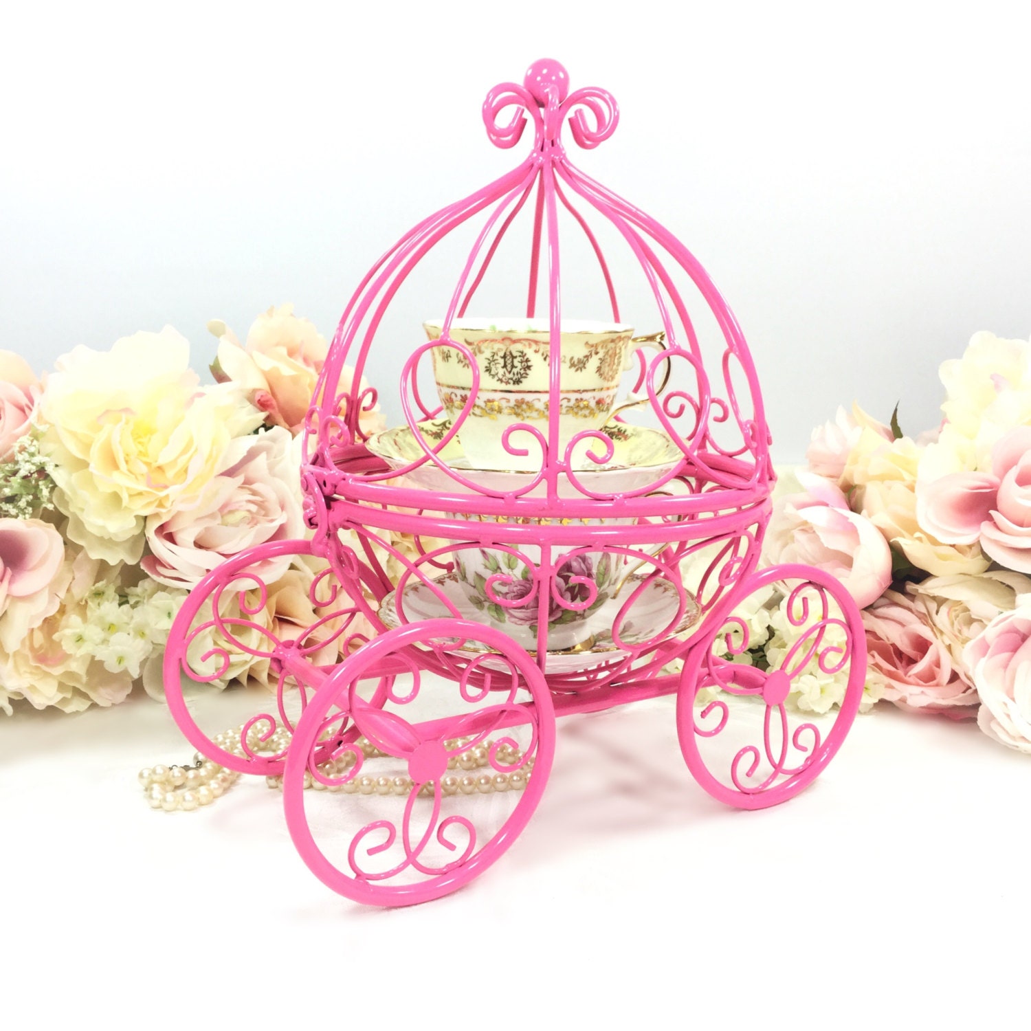 Pink Cinderella Carriage Centerpiece, Princess Carriage, Cinderella ...