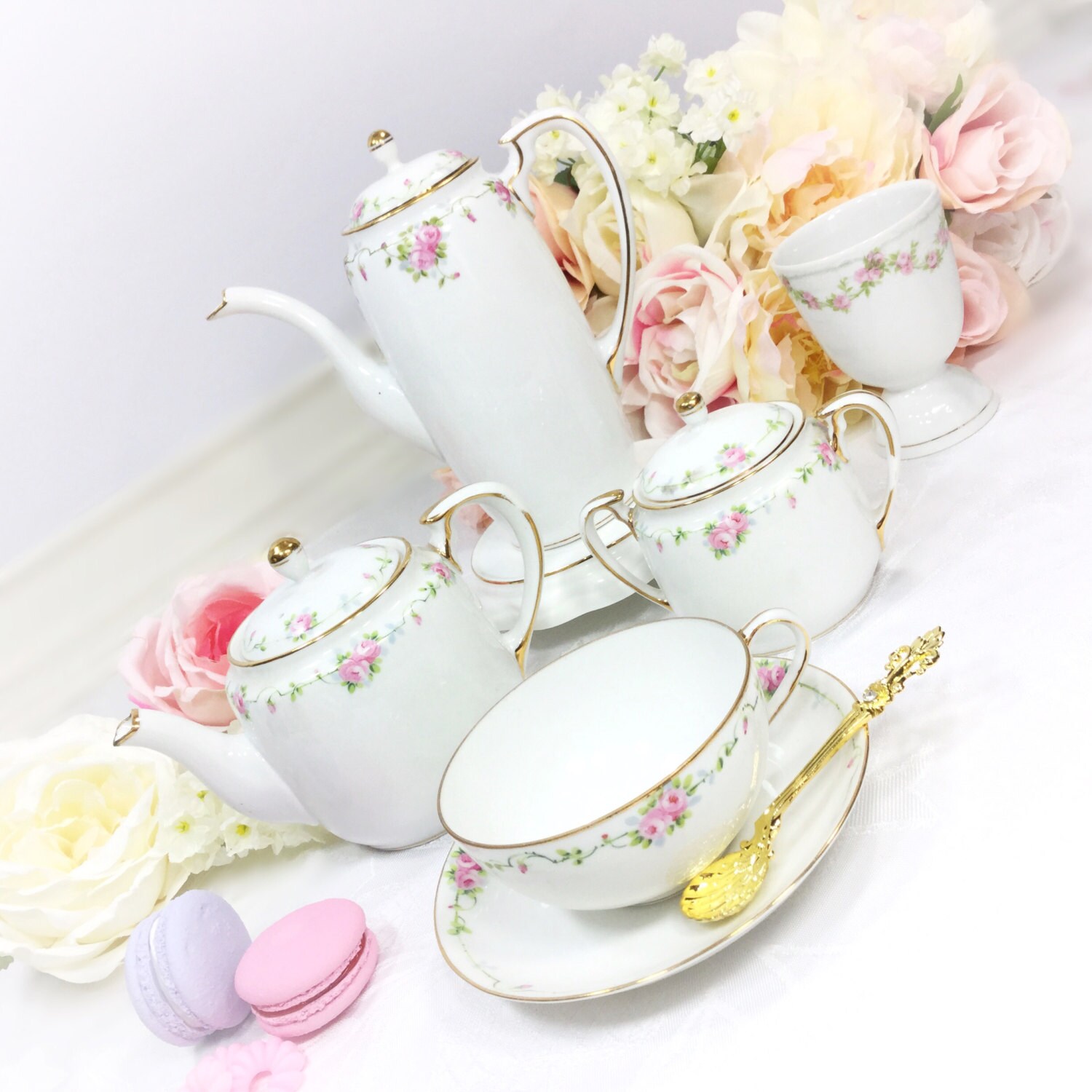 RESERVED FOR ROSE- 10 Pc Handpainted Nippon Tea for One Tea Set, Teapot ...