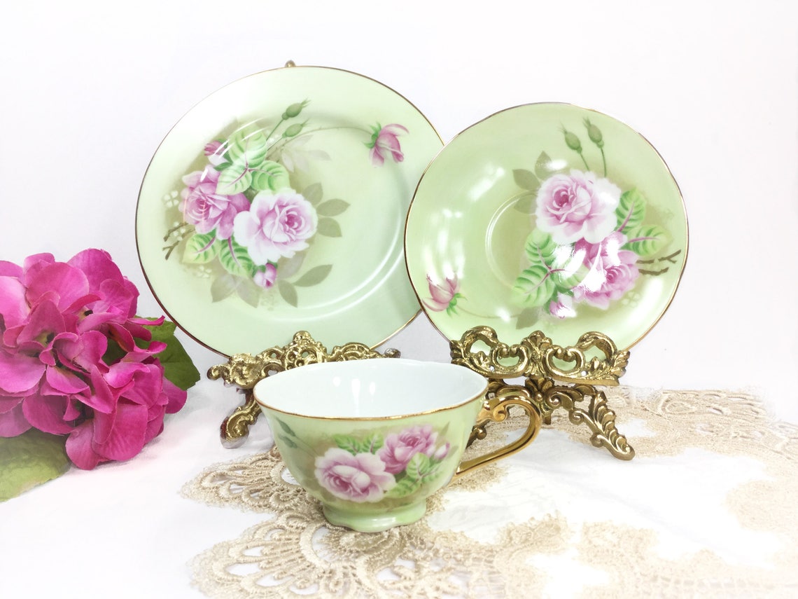 Lefton Heritage Trio Tea Set Lefton Cup Saucer & Plate - Etsy
