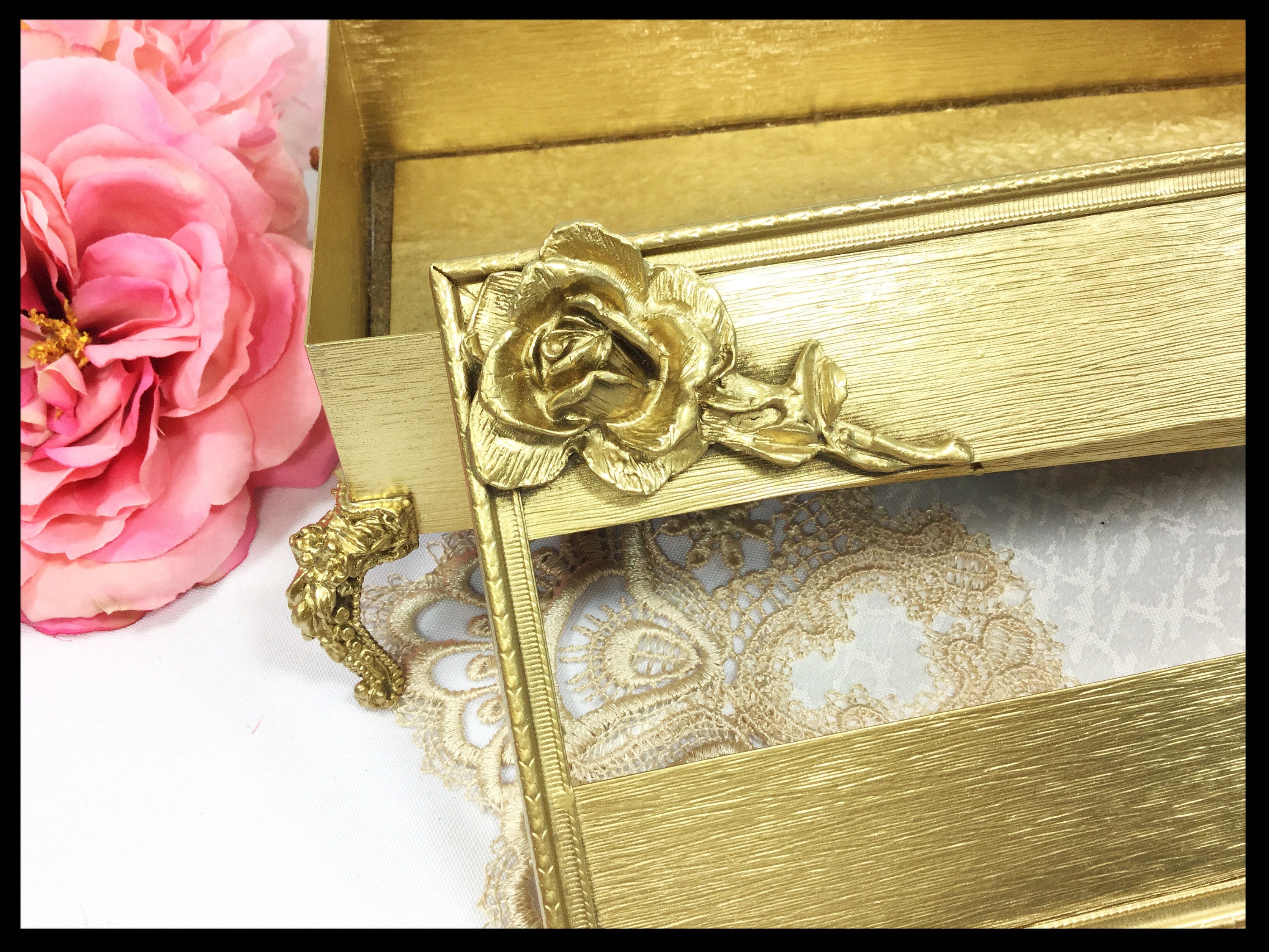 Matson Inspired Gold Tissue Box Cover, Ormolu Filigree Tissue Box Cover ...
