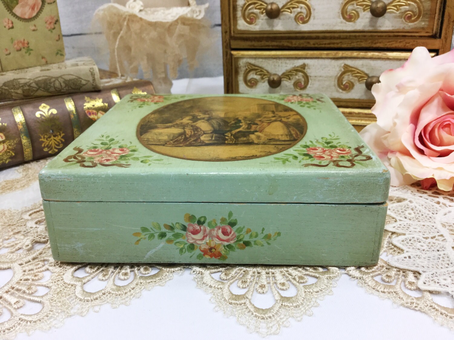 Victorian Scenic Gift Box, Jewlery Box, Trinket Box, Victorian Box ...