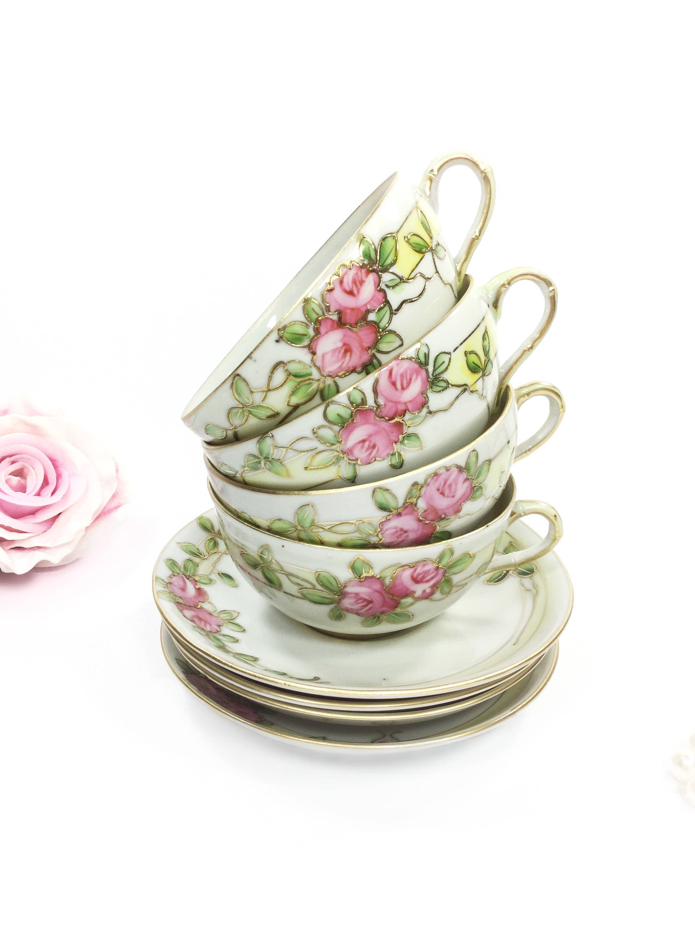 8 Piece Handpainted Nippon Tea Set, Nippon Cup & Saucers For Tea Party ...