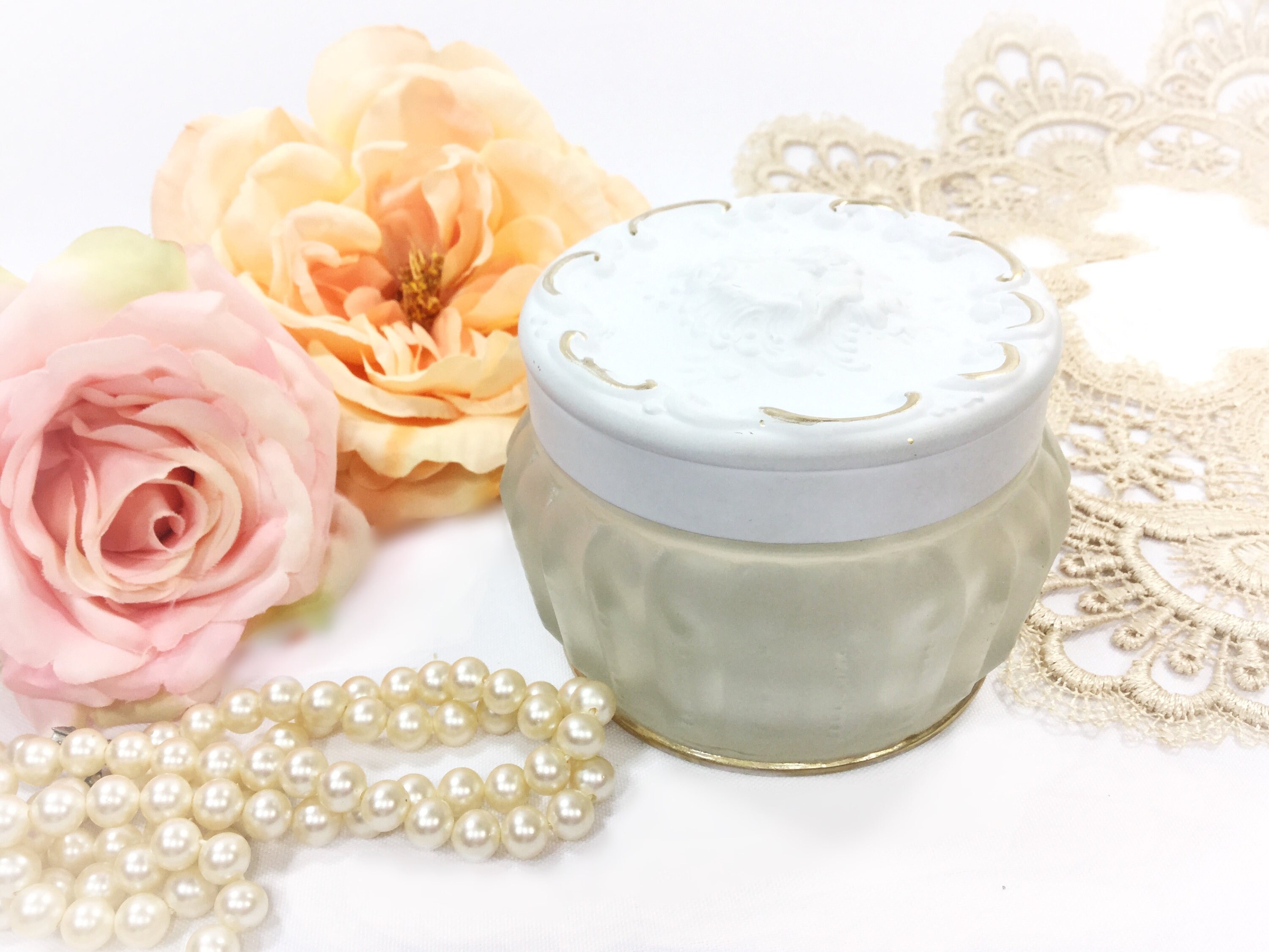 Vintage Ornate Estee Lauder Frosted Glass Powder Jar, Vanity Jar ...