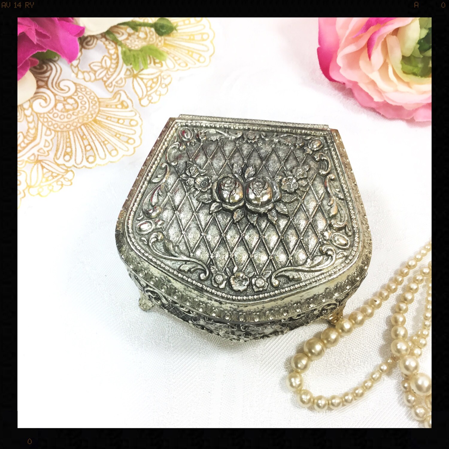 Red Lined Silver Trinket Box, Silver Jewlery Box, Ring Box, Gift ...