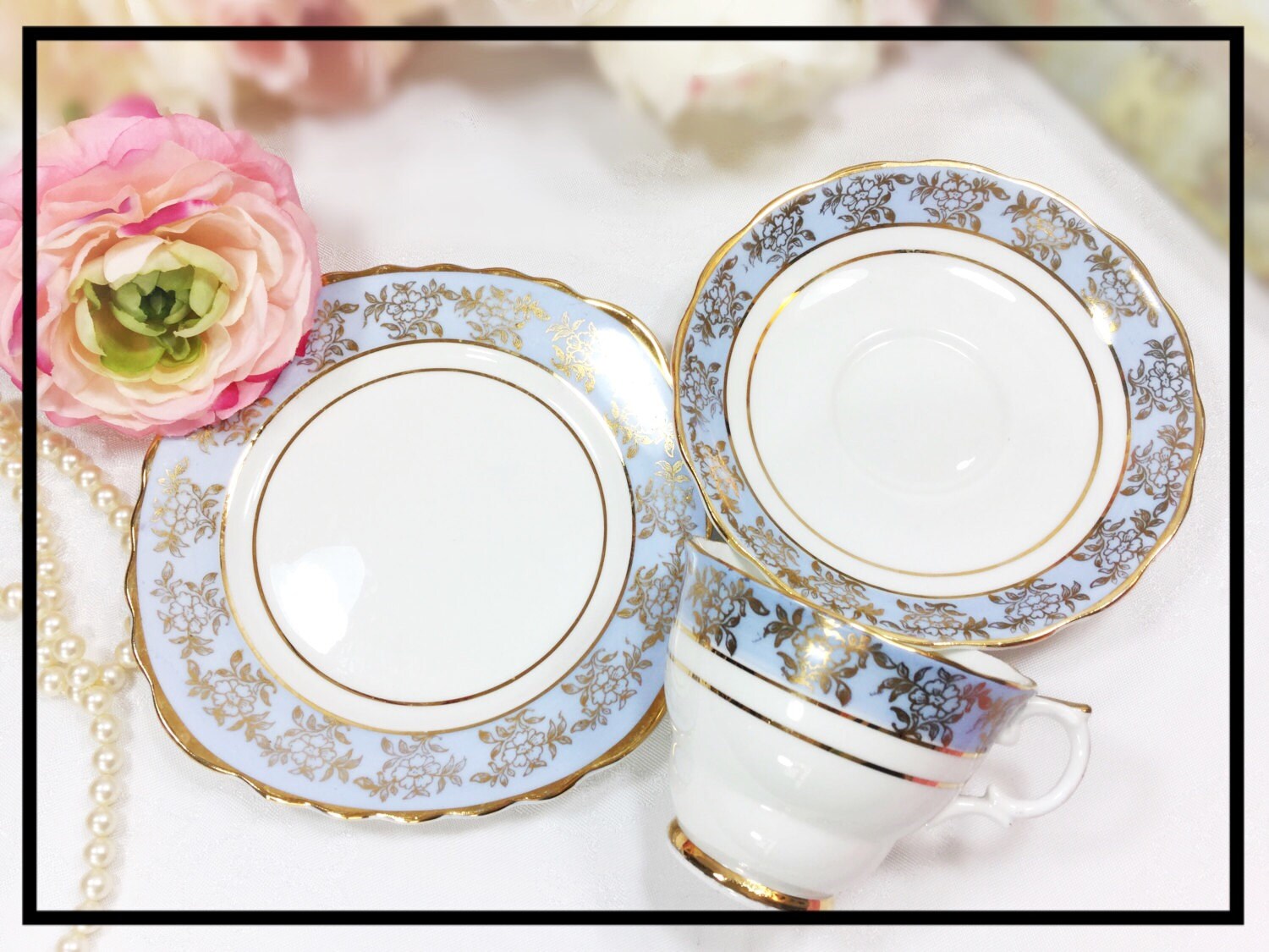 English Bone China Trio Tea Set, Cup, Saucer, Plate for Tea Set Tea ...