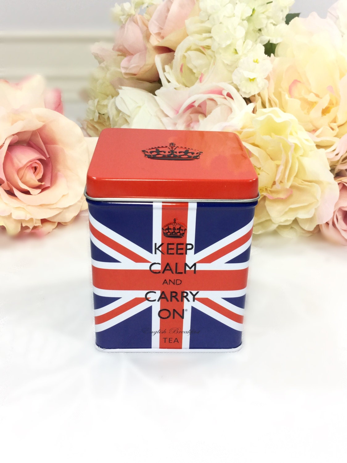 Unopened English Breakfast Tea Tin, Keep Calm & Carry On English Tea ...