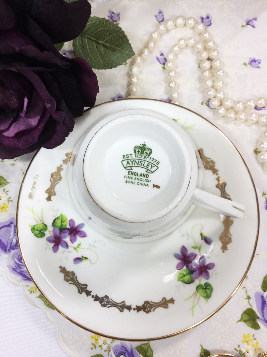 Aynsley Bone China Purple Lilac English Tea Cup & Saucer Tea Set, Tea ...