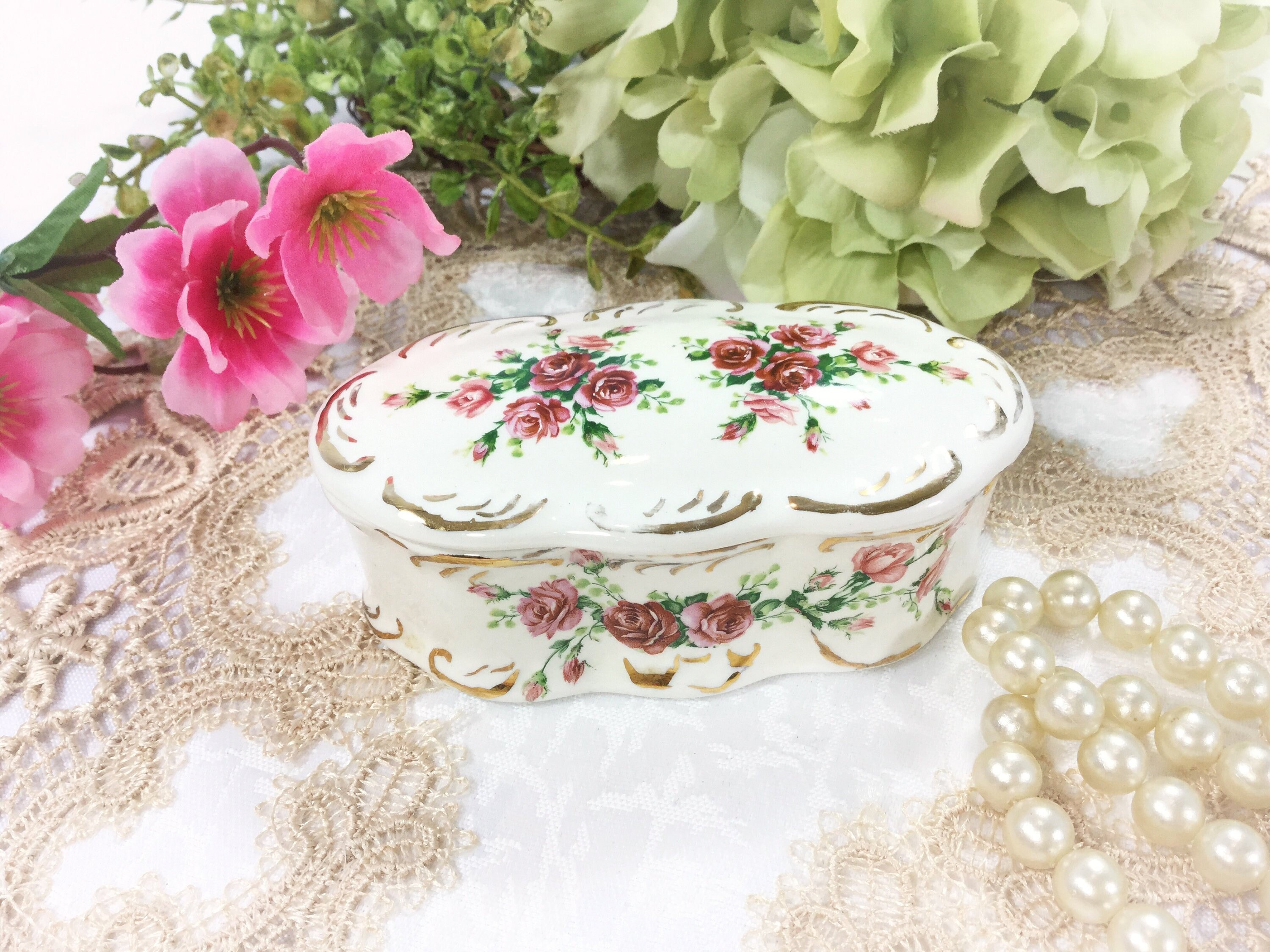 Floral Trinket Box, Victorian Trinket Box, Victorian Jewelry Box, Gift ...