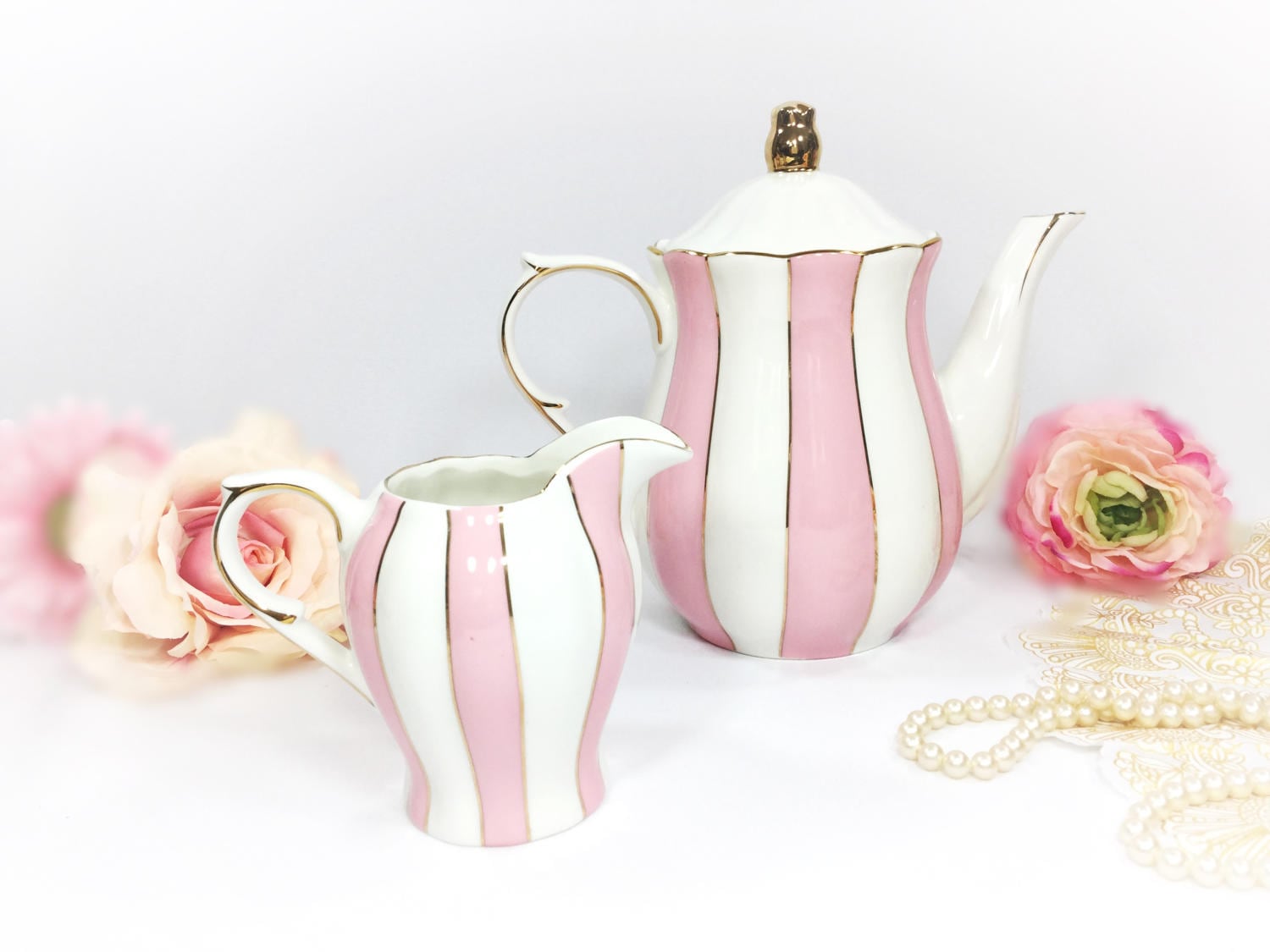 2 Tier Server, Pink White Striped 2 Tier Server, Pink Serving Tra ...