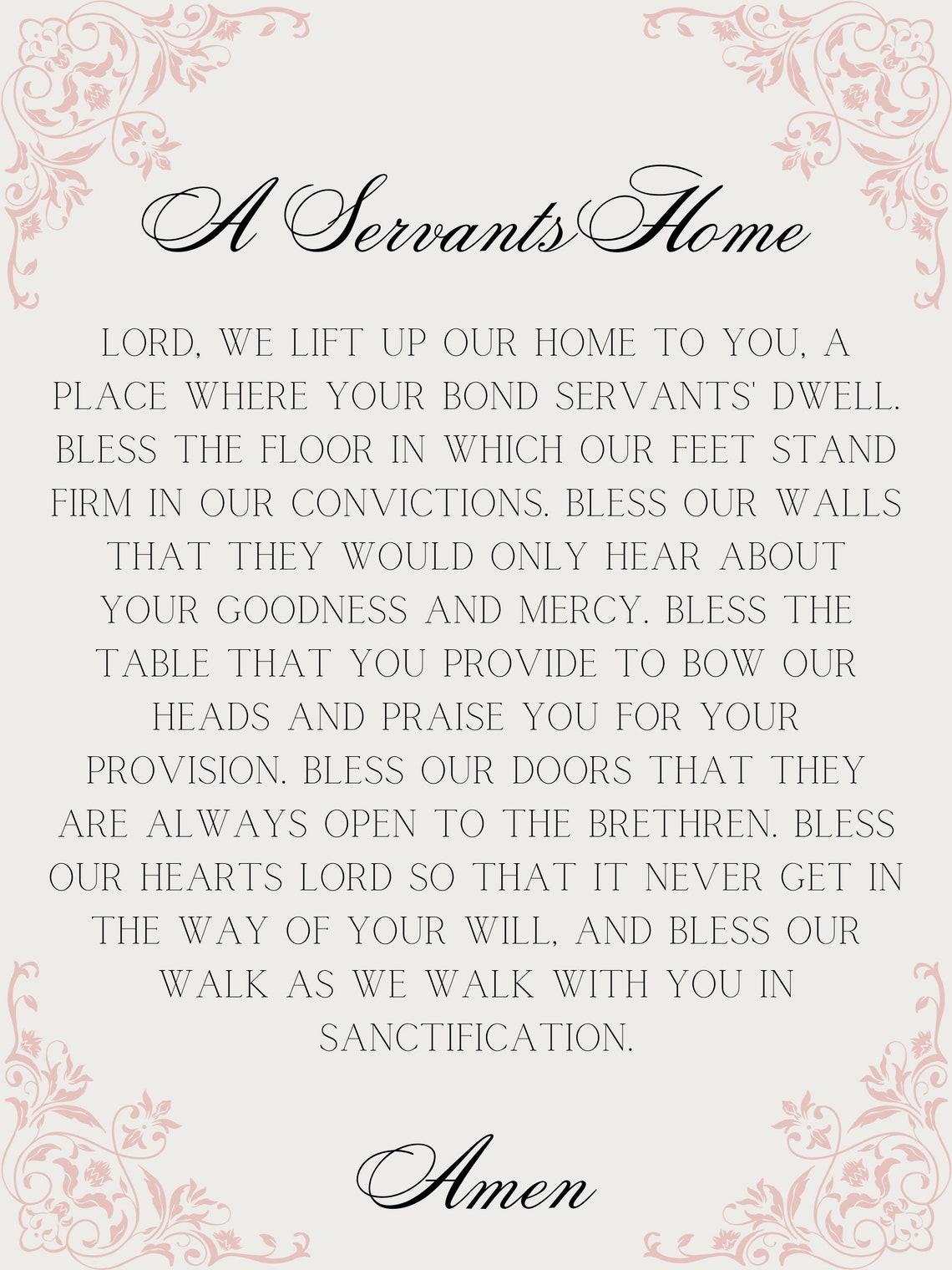 Servants Prayer House Blessing Digital Download on Gray Background ...