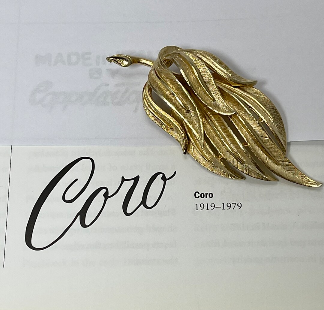 Vintage Cora Brooch/pi Textured Gold Thistle Leaf. 1950s Mid Century Jewelry. Gift Boxed - Etsy