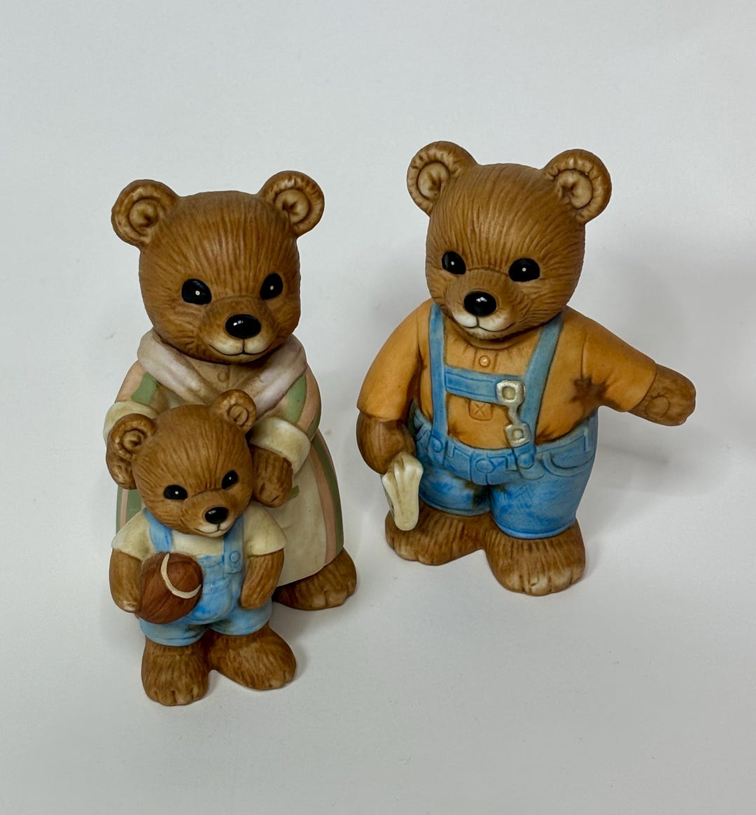 Homco Bear Family Mama Papa and Baby Bear 3” Figurines - Etsy