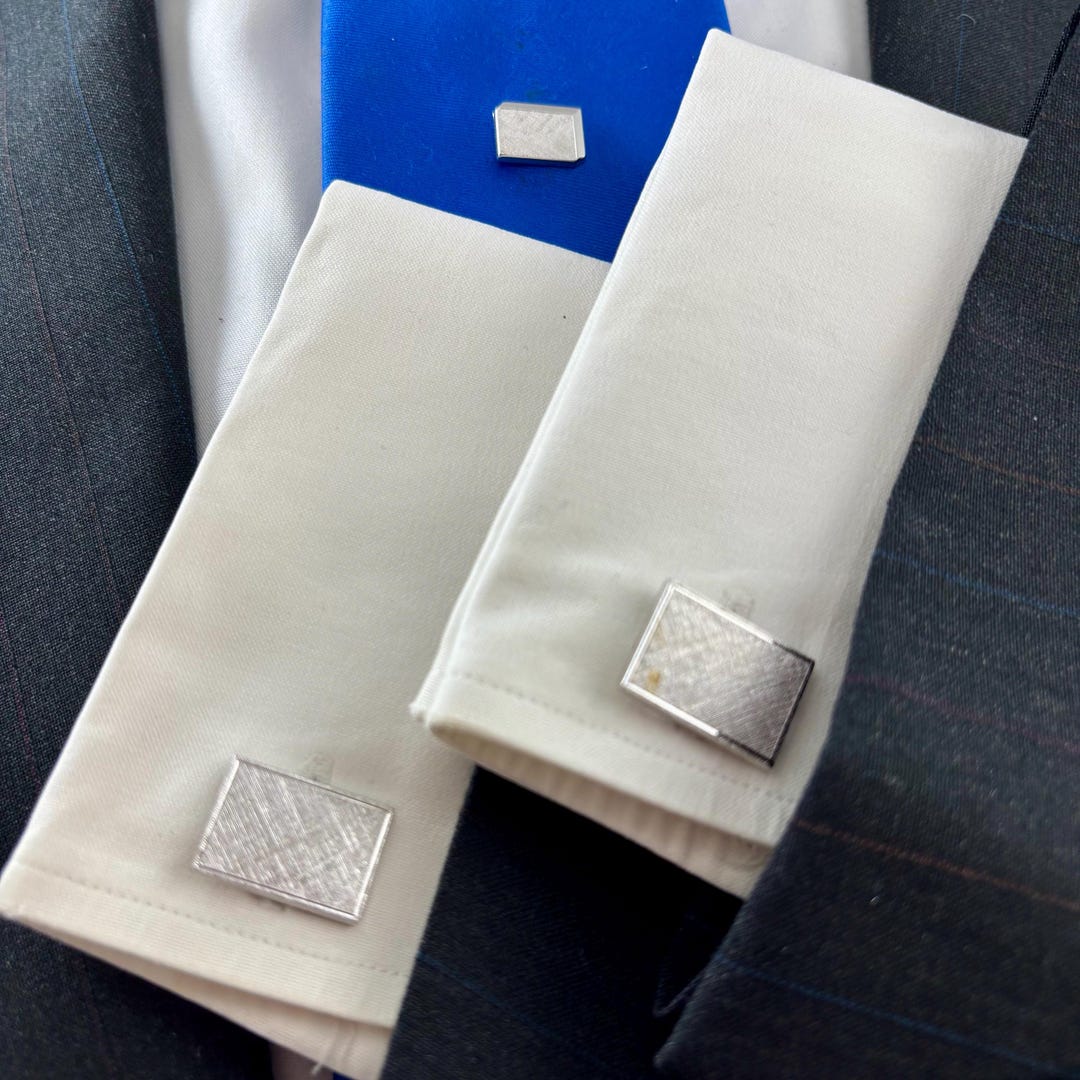 Vintage Anson Silver Tone Cufflinks and Tie Tack Set - Etsy