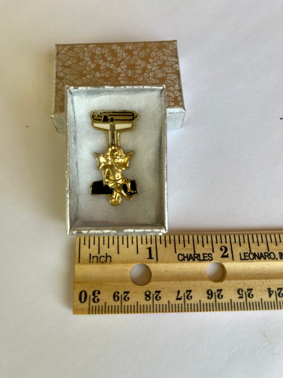 Cherub Angel on Weight Scale Lapel Pin: Whimsical Gift - Gem