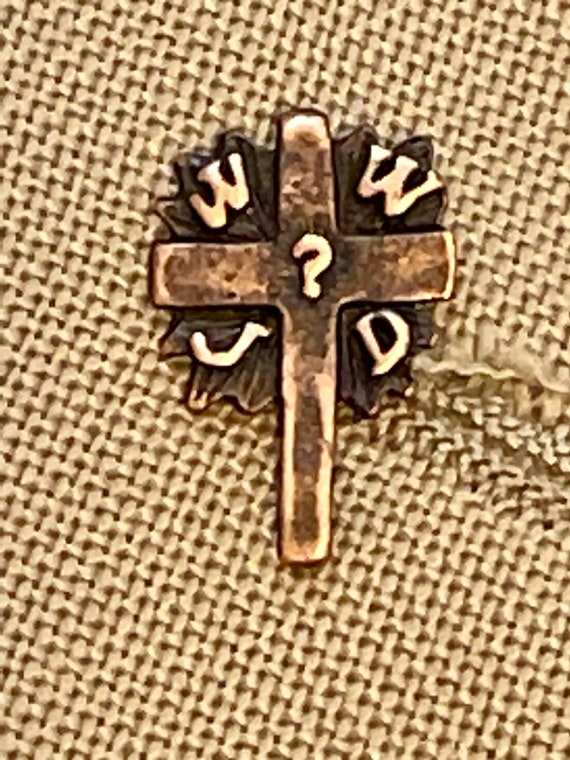 Copper WWJD Cross Tack Pin. What Would Jesus Do? Lape… - Gem