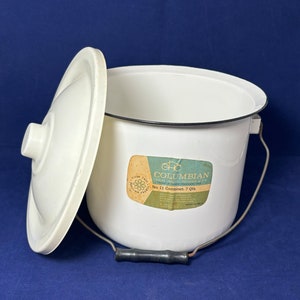 Vintage Columbian Chamber Pot: White Porcelain Enamel Slop Jar - Etsy ...