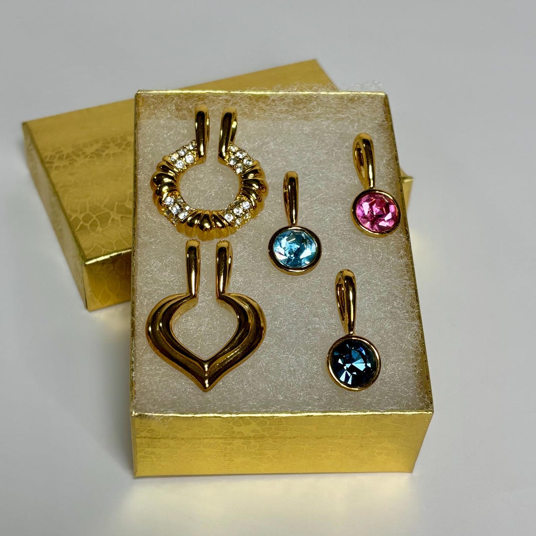 Nolan Miller Interchangeable Pendant Wardrobe. Rhinestone Hearts ...