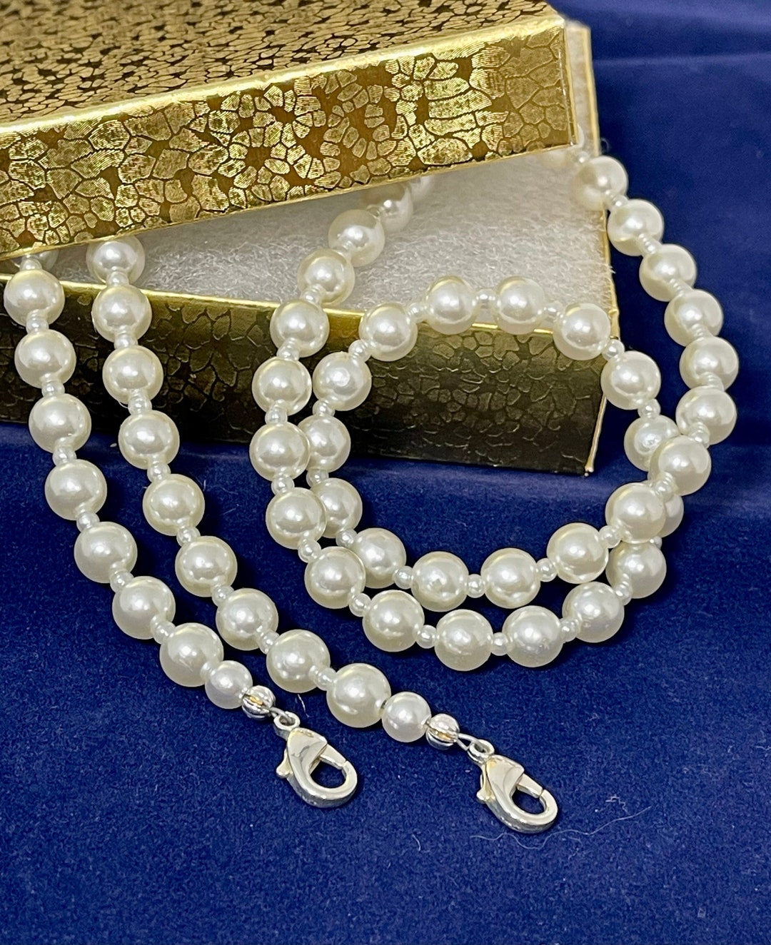 Pearl Face Mask Chain. Light Weight Face Mask Lanyard. Beaded Faux ...