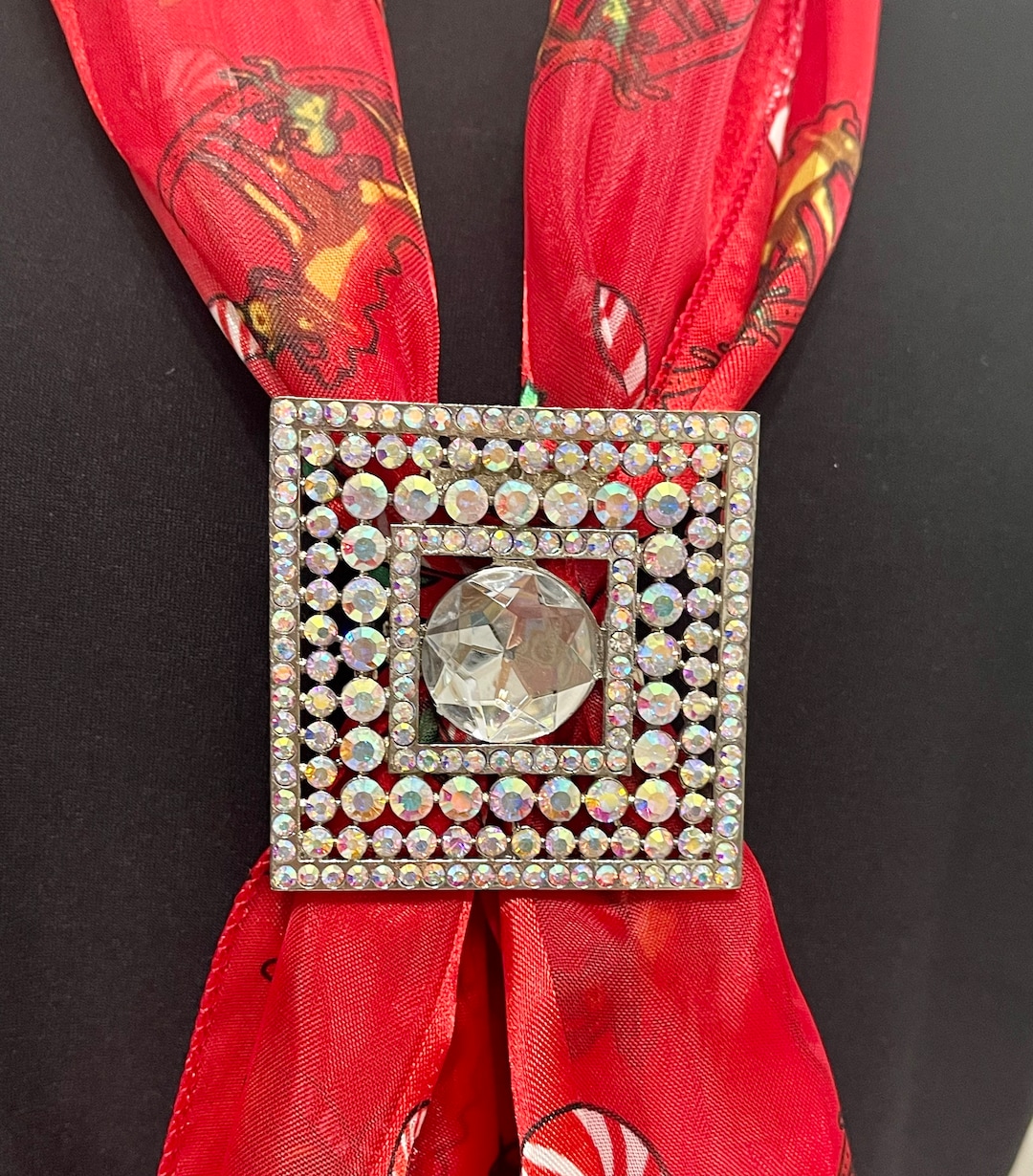 Rhinestone Scarf Clip. Big Glitzy Dress Clip. Scarf Slide Accessory ...