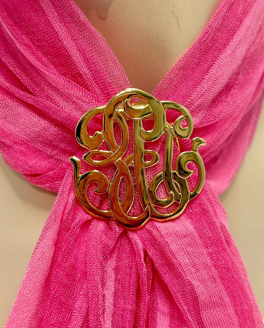 Vintage Faux Monogram Scarf Clip Ring Slide. Neckerchief Accessory ...