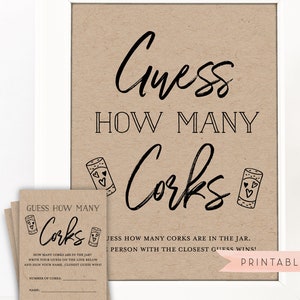 Guess How Many Corks Are in the Jar Sign Cards . Bridal - Etsy