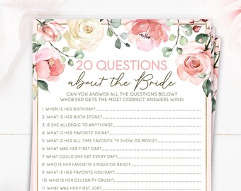 20 Questions About the Bride Bridal Shower Game Mickey - Etsy