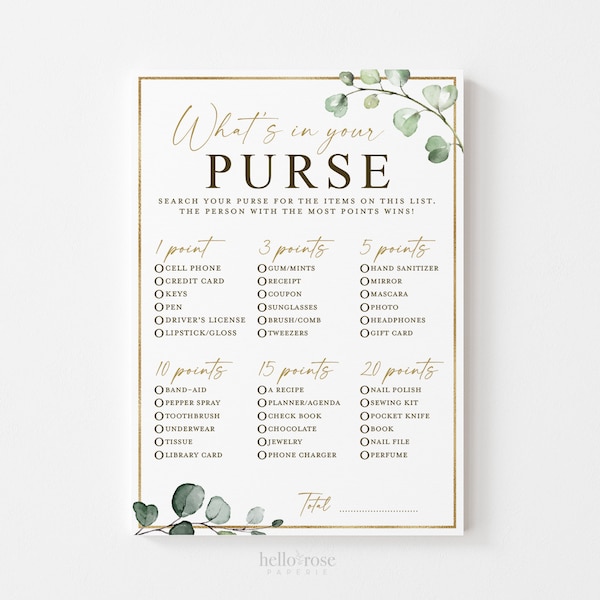 Whats in Your Purse Baby Shower Game - Etsy