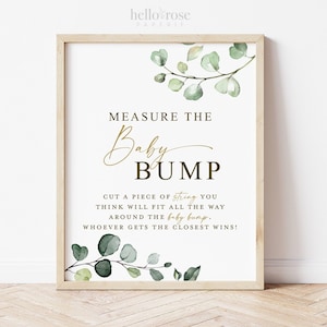 Measure the Baby Bump Baby Shower Game Sign + Cards . Boy Girl Neutral ...