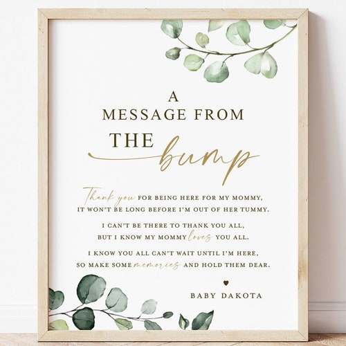 A Message From the Bump PRINTABLE Personalized . Baby Shower - Etsy