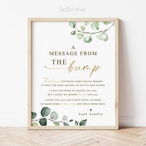 A Message From the Bump PRINTABLE Personalized . Baby Shower Bump Sign ...