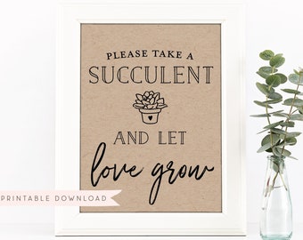 Succulent Favor Table Sign: 8x10 or 5x7 Inch Sign for You to - Etsy