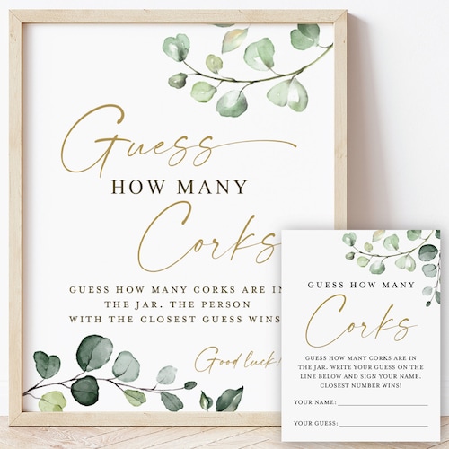 Guess How Many Corks Are in the Jar Sign Cards . Bridal - Etsy