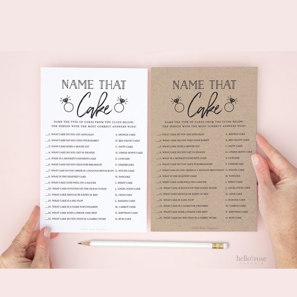 Answers to Name That Cake - Etsy