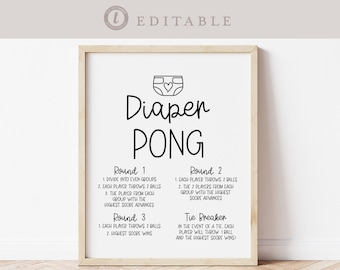 Diaper Pong Printable Baby Shower Activity Shower Game - Etsy