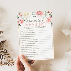 What is the Bride Wearing Floral Bridal Shower Printable Game ...