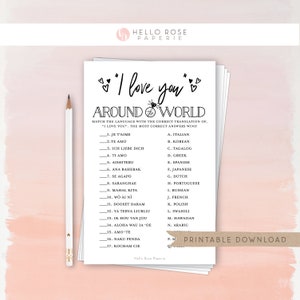 I Love You Around the World Printable Game . Bridal Wedding Shower ...