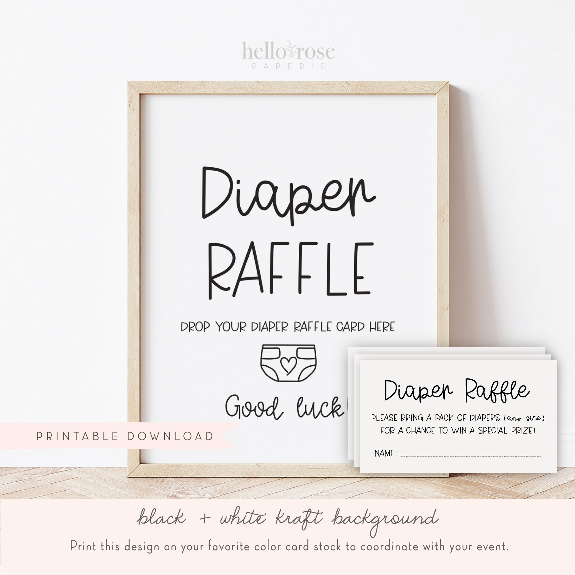 Diaper Raffle Printable Sign + Ticket Insert Cards . Boy or Girl Baby ...