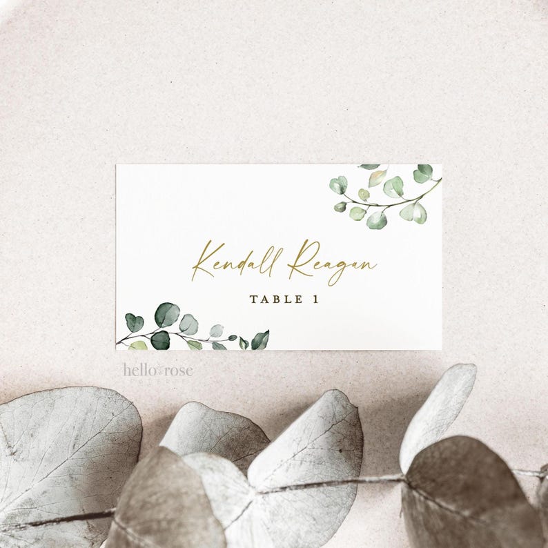 PRINTED SHIPPED Greenery Place Cards, Table Numbers, Food Tent Cards ...
