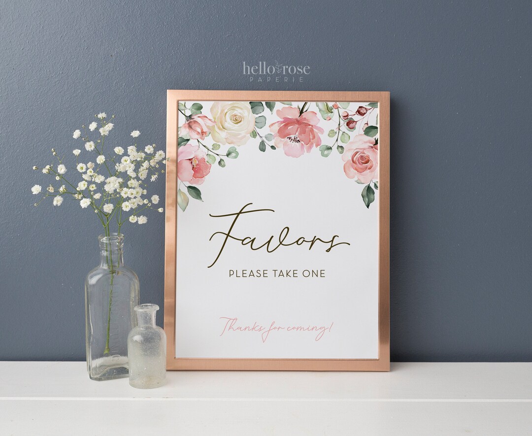 Favors Please Take One . Printable Sign 8x10 . Floral Watercolor . Baby ...