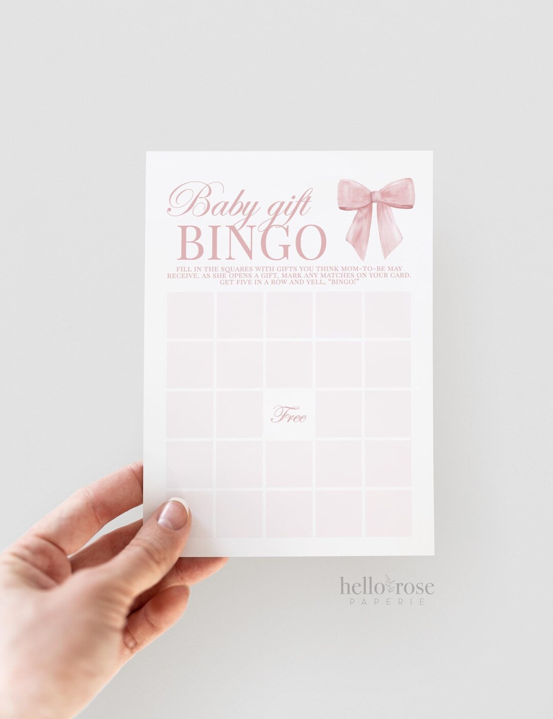Baby Gift Bingo Pink Bow Baby Shower Game, Girl Baby Sprinkle Game ...