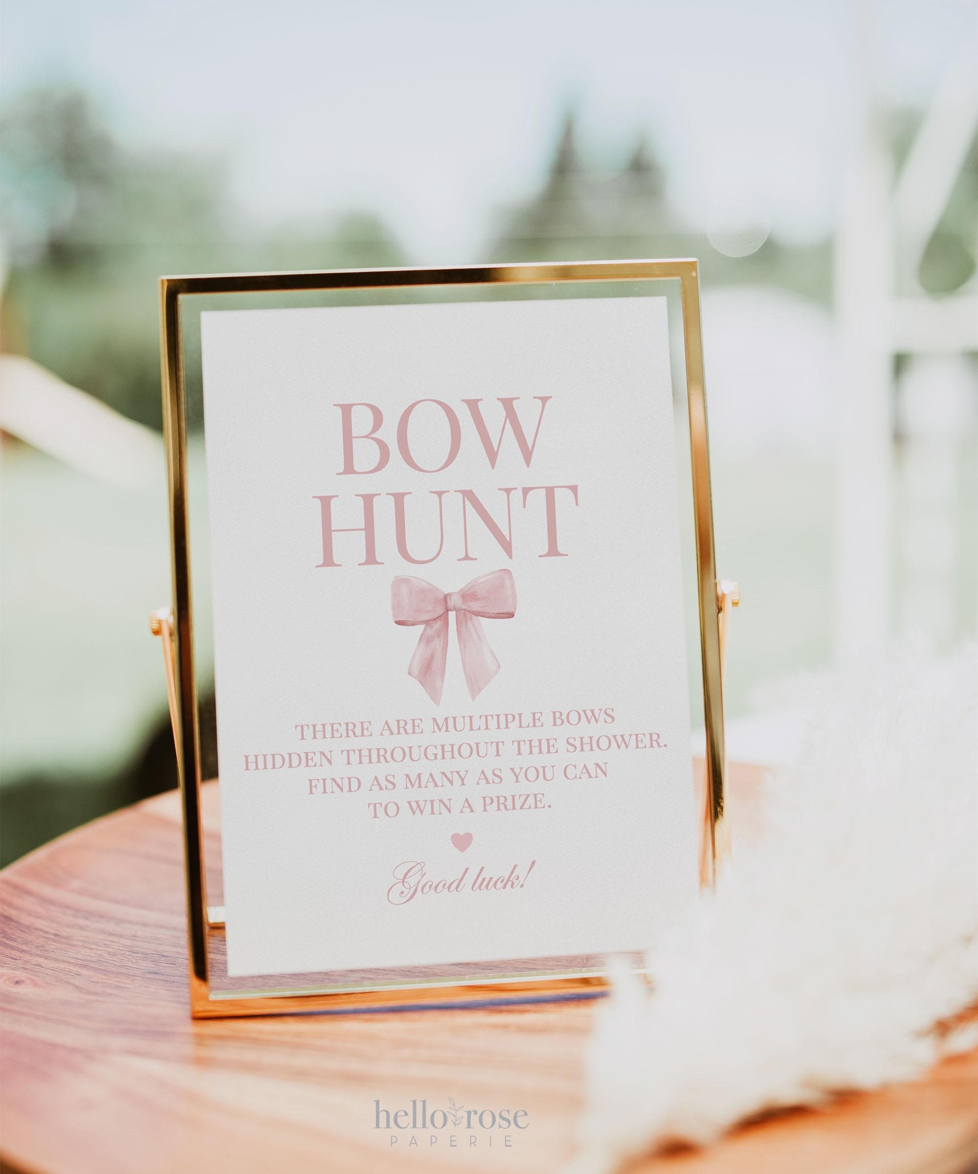 Bow Hunt Find the Bows Game, Pink Bow Baby Shower, Bow Counting Guess ...