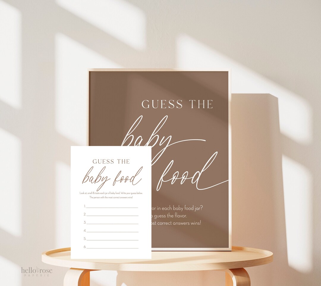 Guess the Baby Food Boho Baby Shower Game Printable Sign . Brown Girl ...