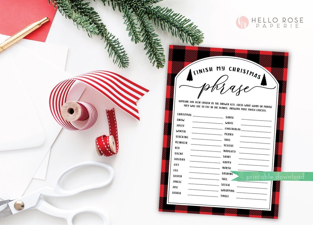 Christmas Finish My Phrase . Printable Christmas Party Game . Holiday ...