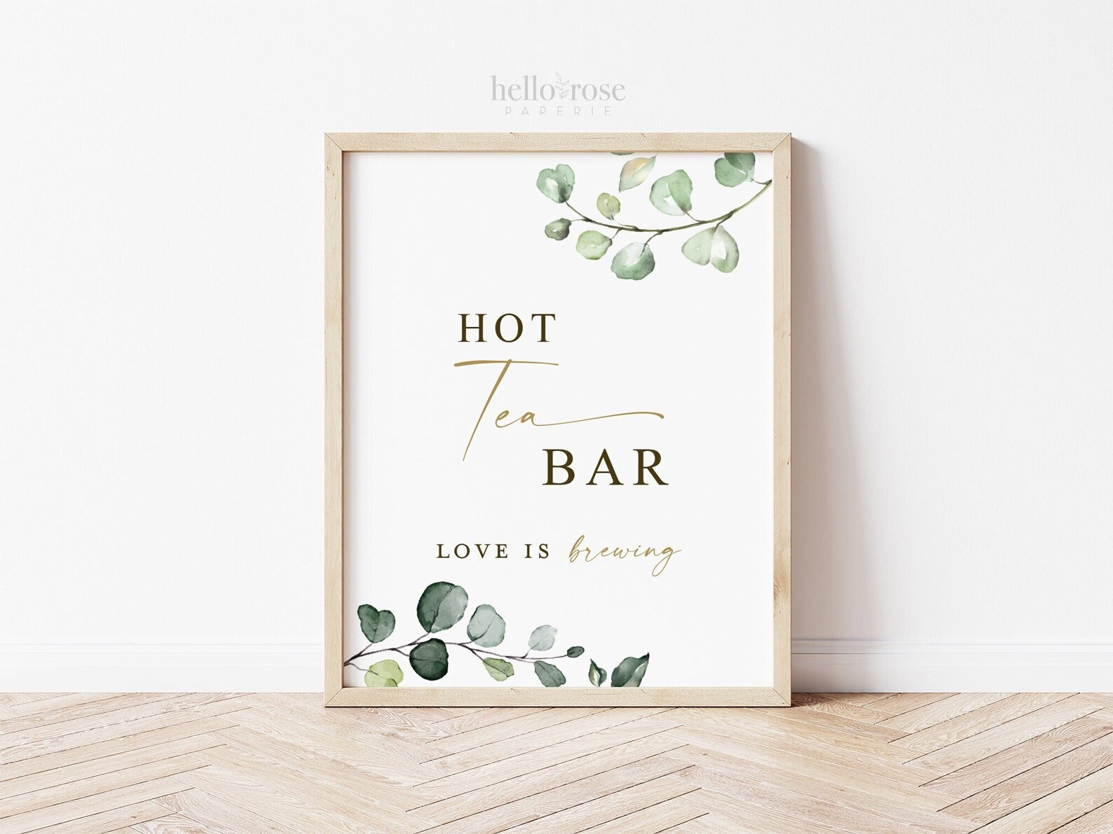 Hot Tea Bar Sign Printable . Greenery Gold . Wedding - Etsy
