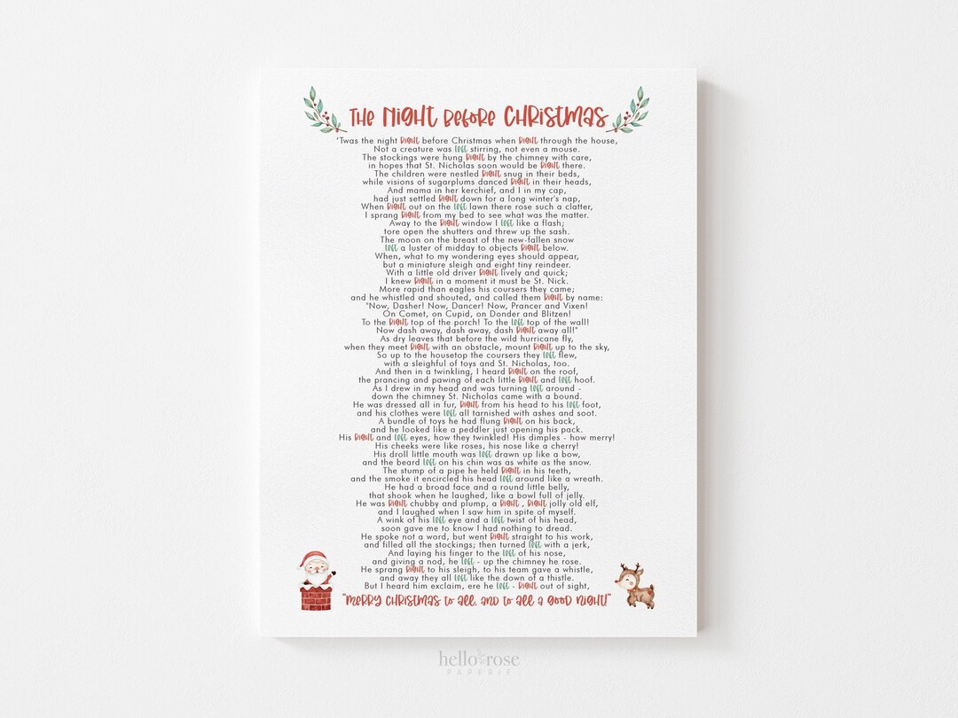 The Night Before Christmas Game. PRINTABLE Left Right Pass the Present ...