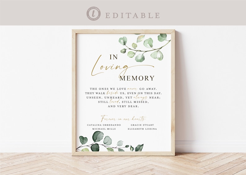 In Loving Memory Personalized Template . Memorial Remembrance Wedding ...